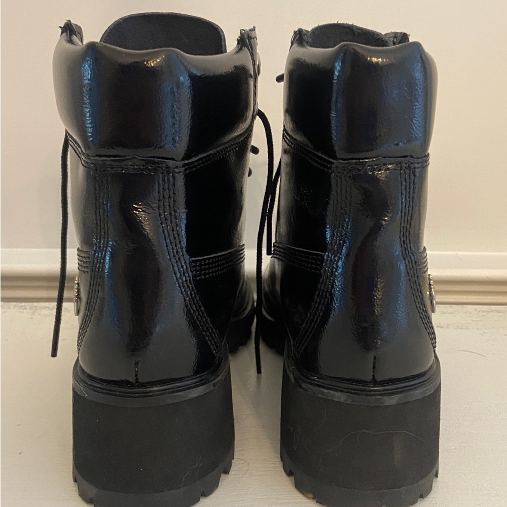 Timberland Black Patent Leather Combat Boots - Gem